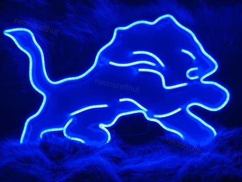 20" Detroit Lions Logo Flex LED Neon Sign Light Lamp Visual Bar Gift ...