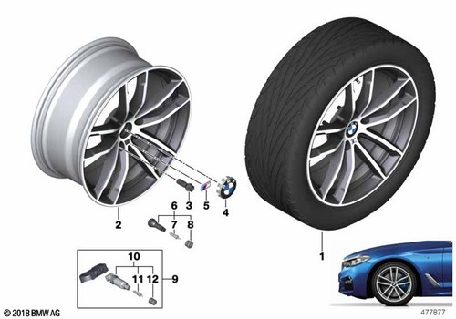 BMW Genuine Light Alloy Wheel Rim Ferric Grey 8J 18" ET 30 Fits G30 ...