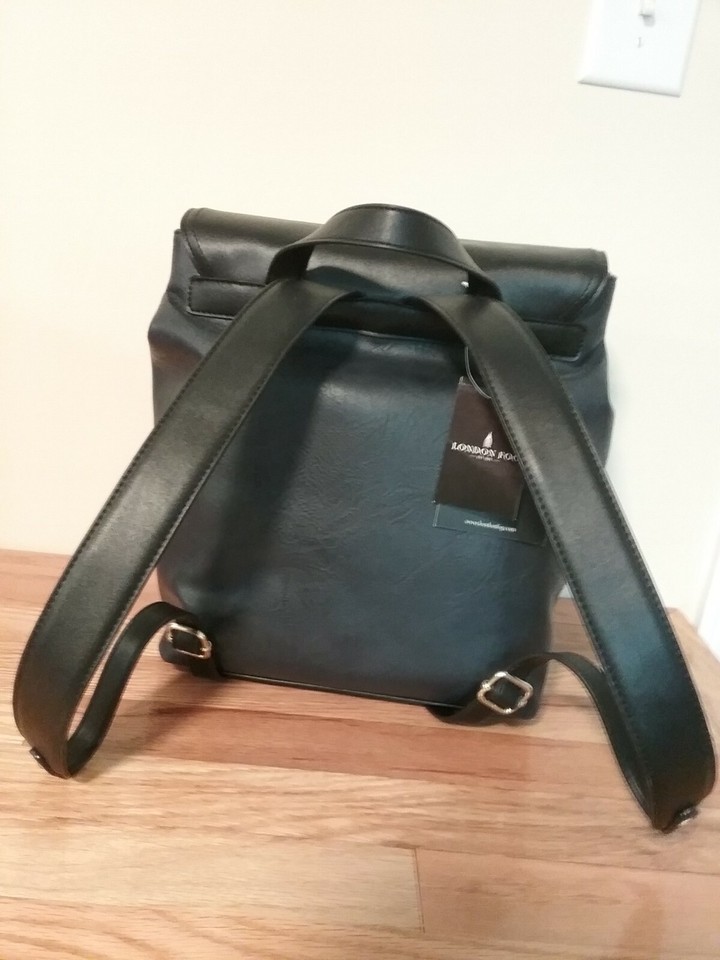 London Fog Stylish Faux Leather Backpack New $175 Navy/Black (CT012K ...