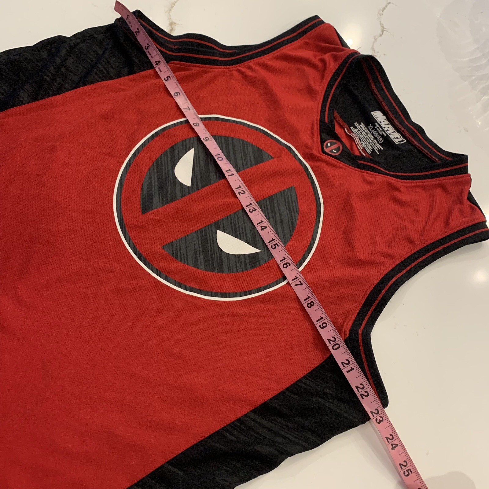 Sleeveless Red/Black Marvel Deadpool Basketball Jerse… - Gem