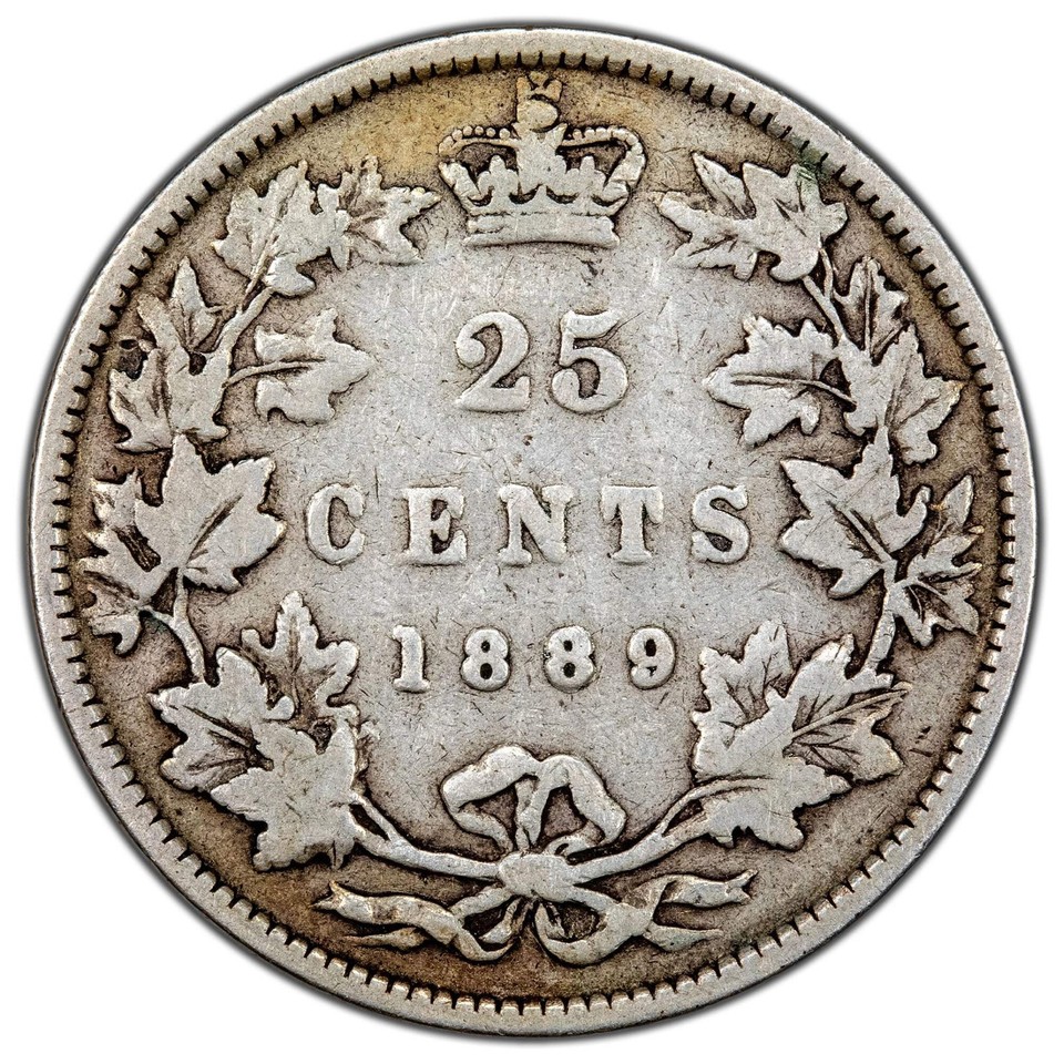 Canada 1889 Closed 9 25 Cents Quarter Silver Coin - Very Good | eBay