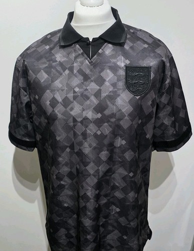England 1990 Score Draw Official Issue Black Out Retro Football Shirt ...
