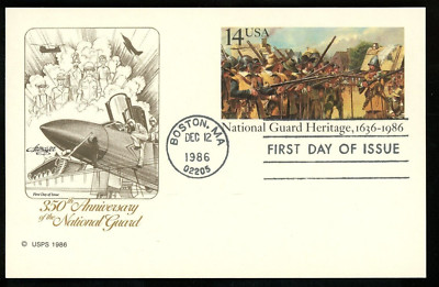 NATIONAL GUARD HERITAGE 300TH ANNIVERSARY 1986 FIRST DAY CARD ARTMASTER ...
