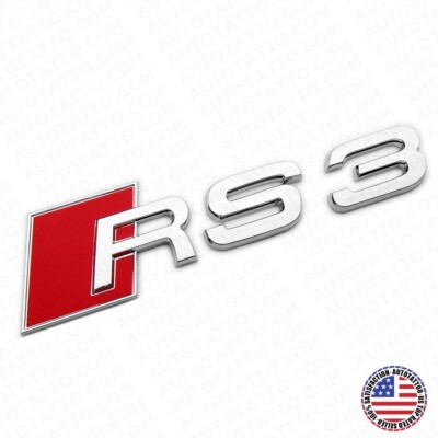 RS 3 RS3 OEM Chrome Rear Letter Tail Badge Trunk Emblem Nameplate Badge ...
