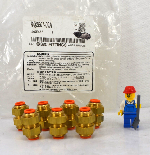 SMC *NEW* (Lot of 7) KQ2E07-00A Brass Push-to-Connect Tube Fitting, 1/4 ...