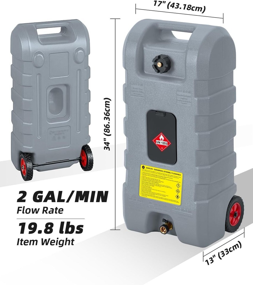 Fuel Caddy 15 Gallon Fuel Transfer Tanks With 10ft Portable Gas Storage ...