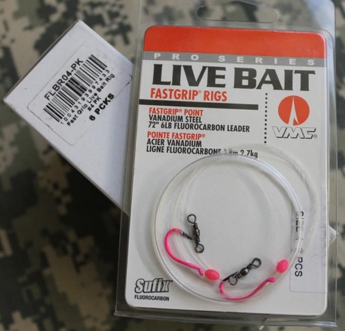 VMC Live Bait FastGrip Rigs Fluorocarbon Leader Fluorescent Pink TWELVE RIGS NEW | eBay