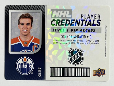 2017-18 UD MVP Connor McDavid Player Credentials VIP Access #NHL-CM ...