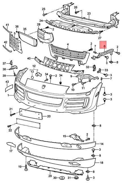 Genuine Porsche Cayenne Front Bumper Guide Rail Left OE 95550504910 for ...