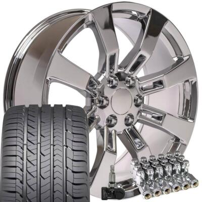 5409 Chrome 22 inch 6x5.5 Rims & Goodyear Tires Fit Cadillac Chevy GMC ...