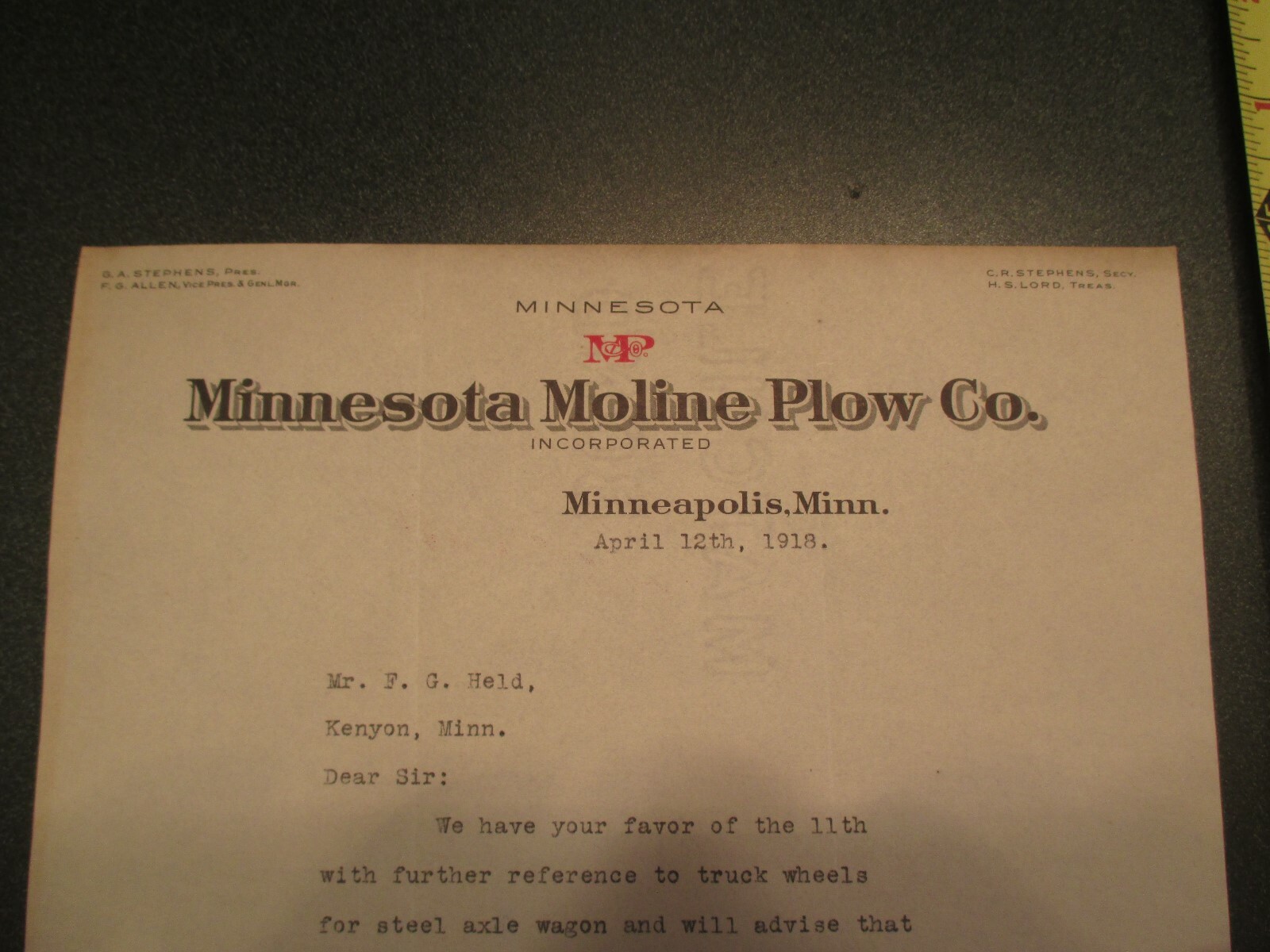 1918 Minnesota Moline Plow Co Minneapolis Minnesota MN Letterhead 55 | eBay