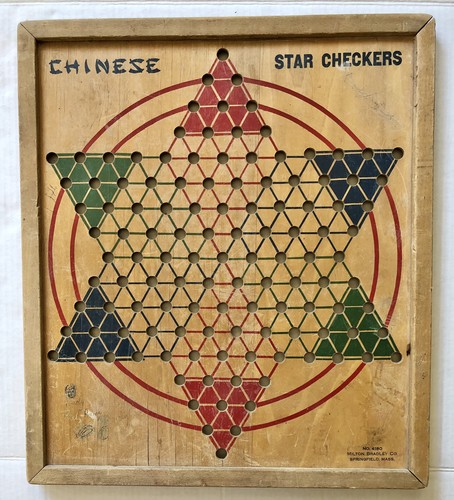 Vintage Milton Bradley Co. No. 4180 Chinese Star Checkers Wooden Board ...