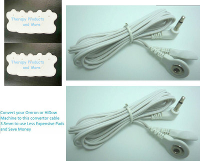 OMRON AND TENS COMPATIBLE 3.5mm LEAD CONVERTOR CABLES (2) w/10 MASSAGE ...