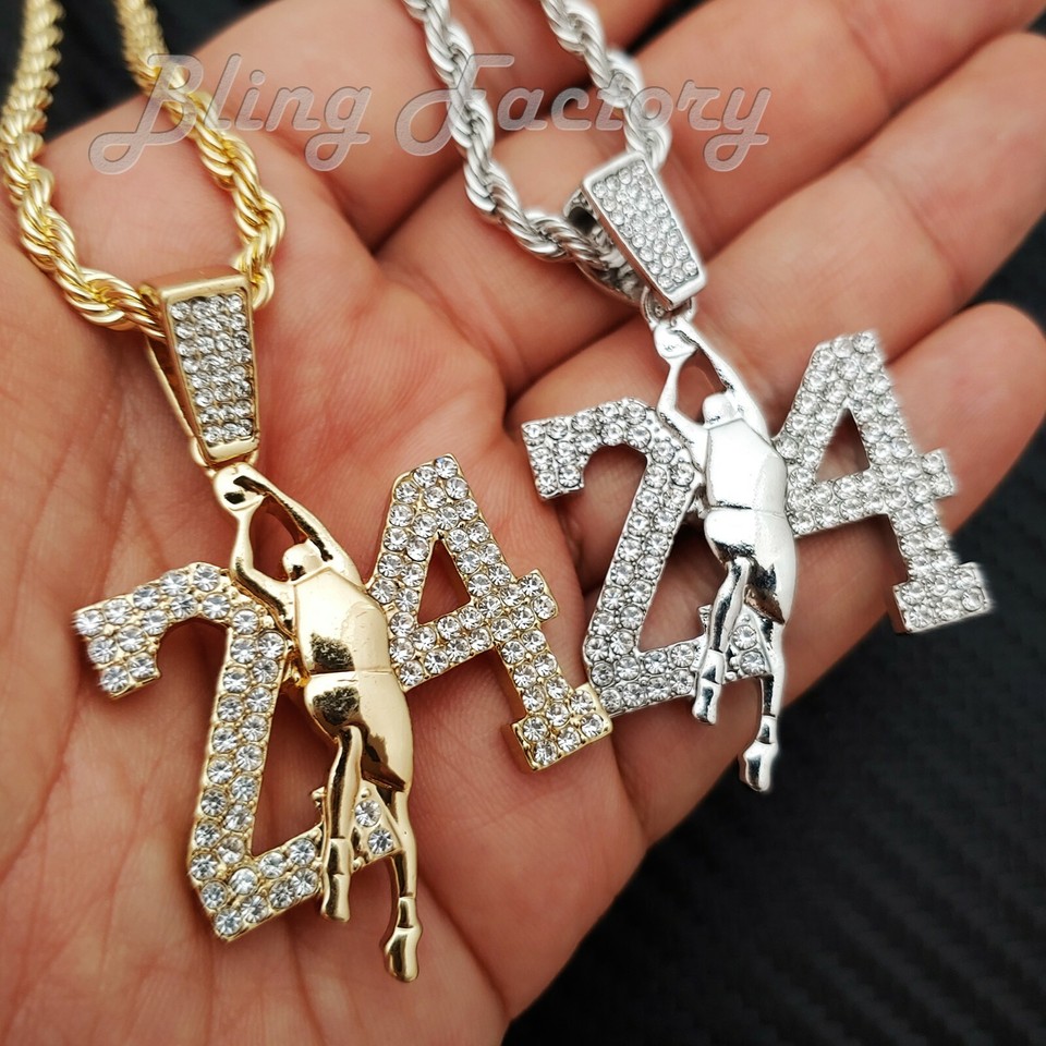 Hip Hop Iced Kobe Forever 24 Pendant & 4mm 24" Rope Chain Fashion Bling ...