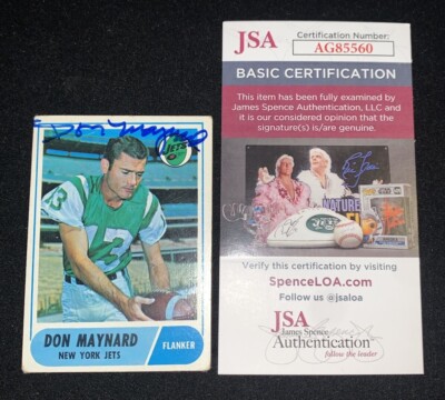 DON MAYNARD 1968 TOPPS SIGNED AUTOGRAPHED CARD #169 JETS JSA Card Auto ...