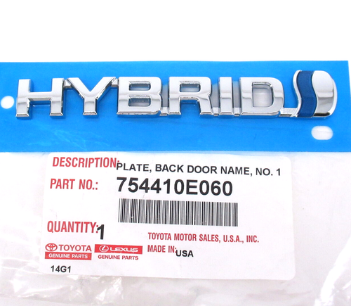 Genuine OEM Toyota 75441-0E060 "HYBRID" Rear Nameplate 2020-2021 ...
