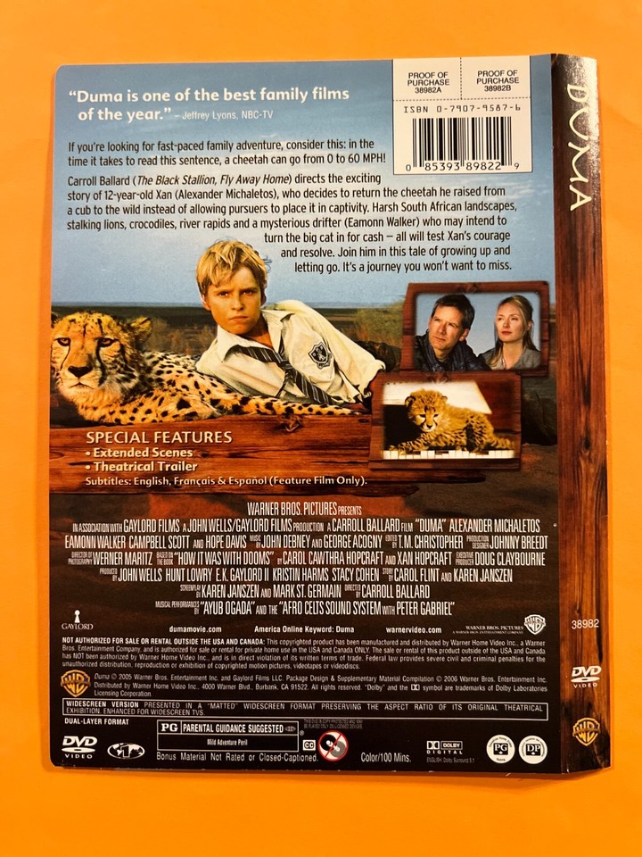 Duma (Excellent DVD DISC & ARTWORK ONLY NO CASE OR TRACKING) Free ...