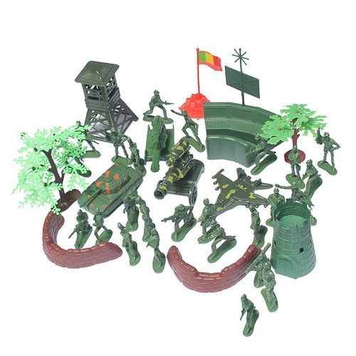 37Pcs Plastic 5cm Action Figures Army Men Base Model Playset Toy ...