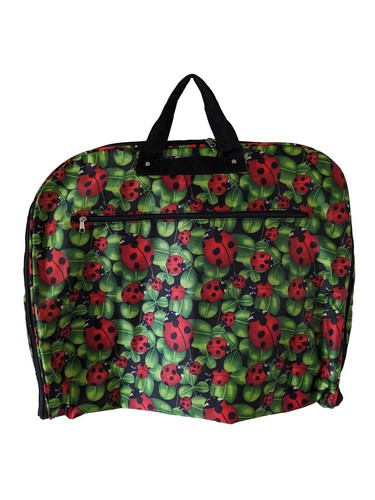 Large Ladybug And Leaves Floral Hang Up Garment Travel Bag With Pockets ...