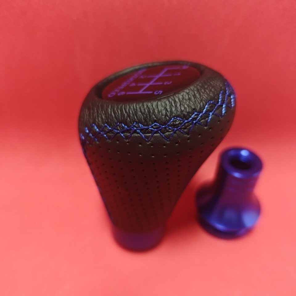 MS BLUE STITCHES LEATHER 6S SHIFT GEAR KNOB for MAZDA 2 3 6 CX4 CX5 MX5 ...