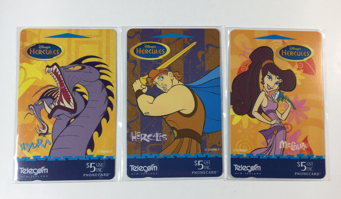 3 Disney Phone Cards New Zealand Telecom - Hercules Set (7222) | eBay