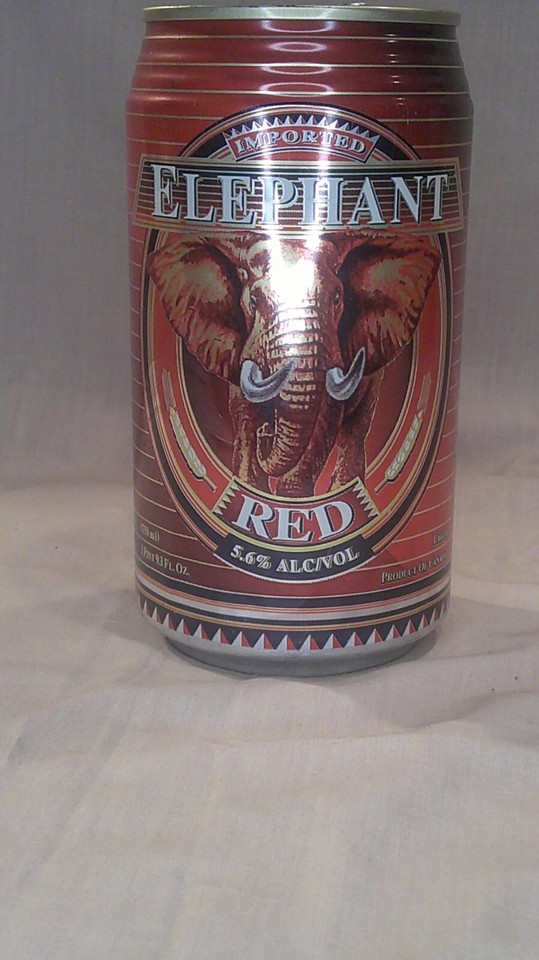 Vintage Imported Elephant Red Beer Can Pint Empty Top Carefully Opened ...