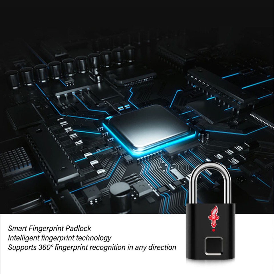 Smart Fingerprint Padlock 508Dpi 360° Recognition Sensitive Security ...