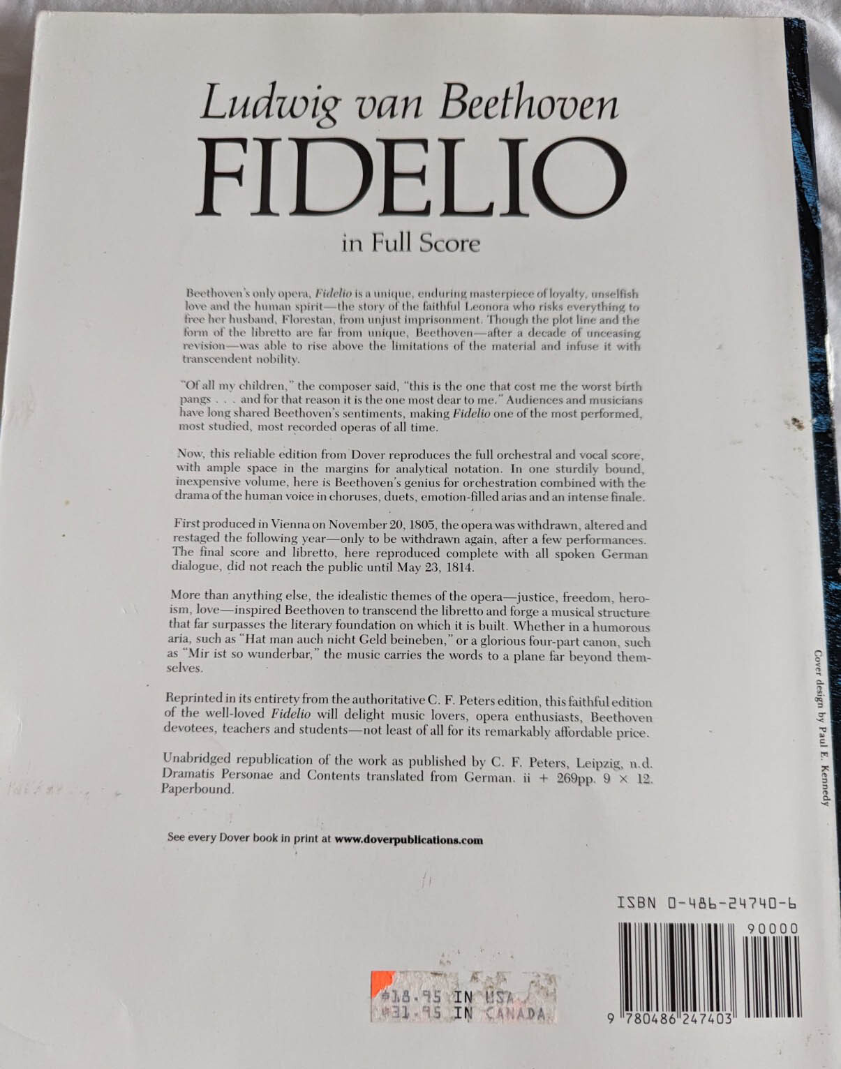 Fidelio in Full Score Ludwig von Beethoven Sheet Music Song Book ...