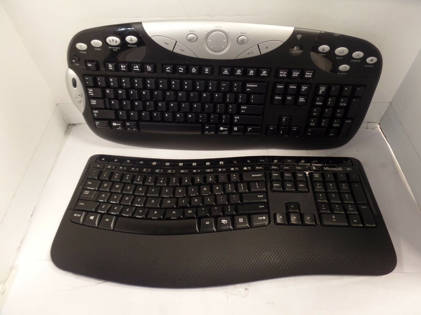 LOT OF 2 MICROSOFT WIRELESS KEYBOARD 5000/LOGITECH WIRELESS Y-RJ20 ...