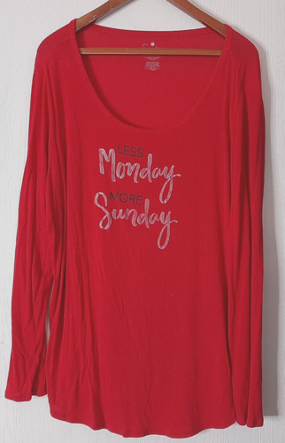 db Sunday Womens Large Pajama Top Less Monday More Sunday Soft Long ...