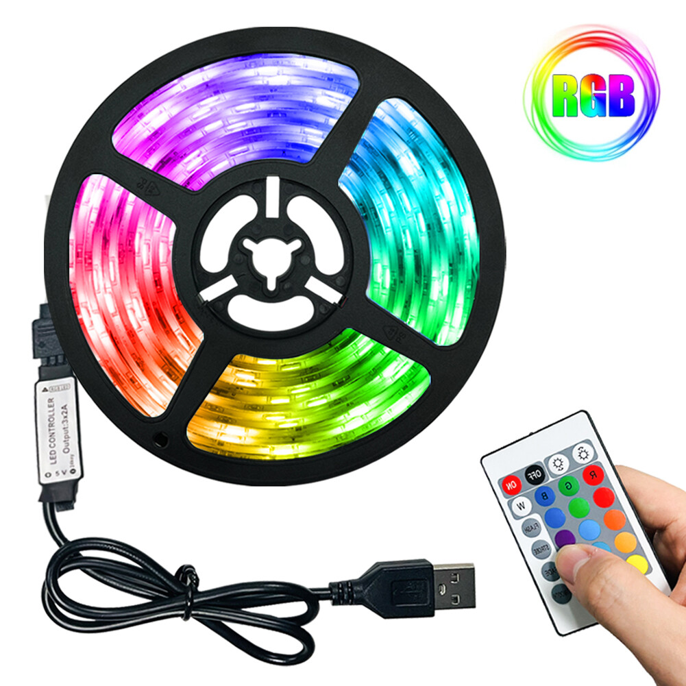 # USB Light Strip RGB Bare Board Ribbon Lamp Remote Control Backlight ...