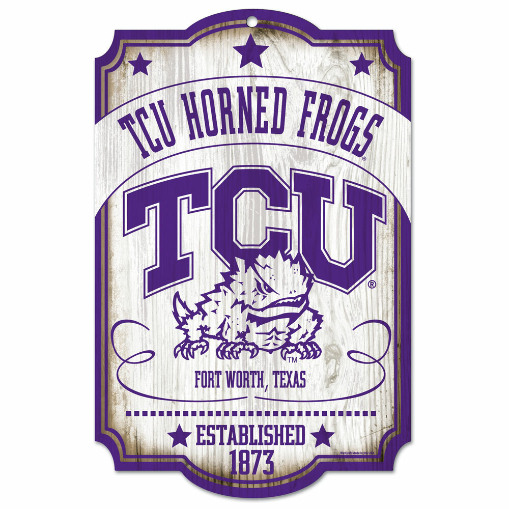 TCU HORNED FROGS COLLEGE VAULT HARDBOARD WOOD SIGN 11"X17" NCAA ...
