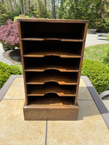 Vintage 6 Tier Oak Wood Letter File Sorting Bin | eBay