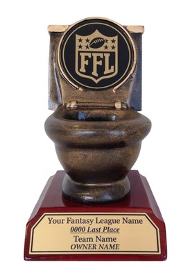 LAST PLACE FANTASY FOOTBALL TROPHY GAG TOILET BOWL COOL FREE ENGRAVING ...