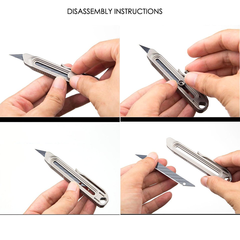 Small Titanium Art Craft Utility Knife Retractable Blade Pocket Paper ...