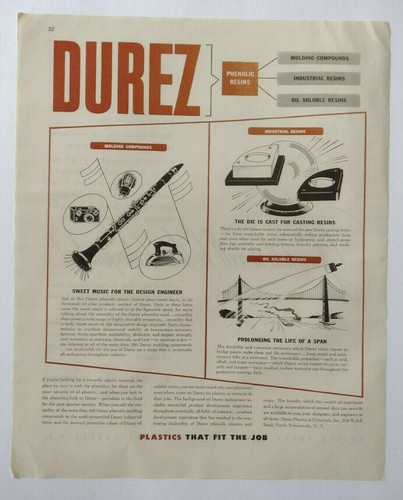 1945 Durez Plastics & Chemicals Advertisement North Tonawanda, New York ...