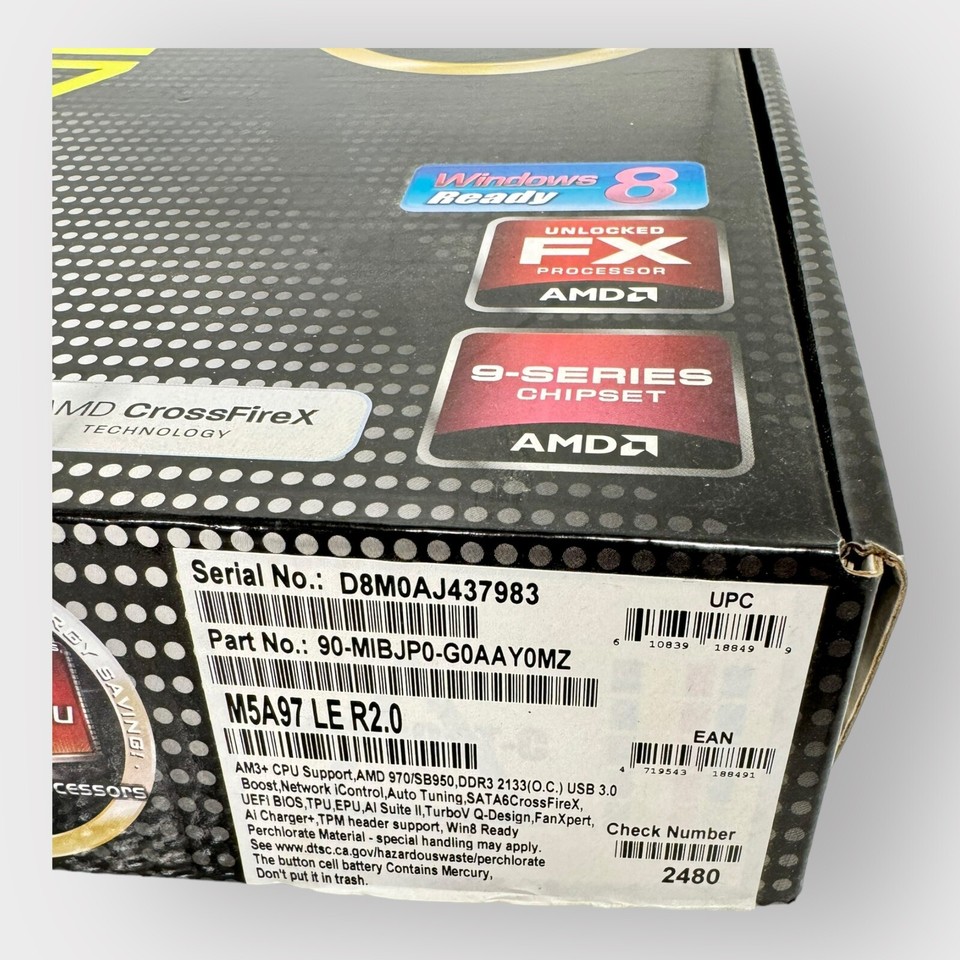 ASUS M5A97 LE R2.0 Socket AM3+ 970 Motherboard AMD FX6100 CPU 8GB DDR3 ...