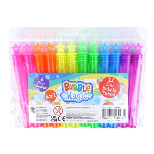 Neon Star Party Bubble Tubes 12-Pack party Bag Fillers Children Wedding ...