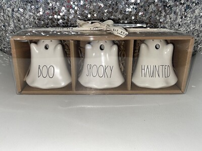 Rae Dunn Magenta LL Ghost Trio BOO SPOOKY HAUNTED Halloween Figurines ...