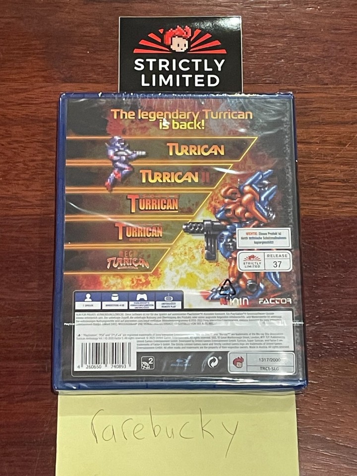 Turrican Anthology Vol. I (PS4) NEW SEALED Y-FOLD MINT, RARE STRICTLY ...