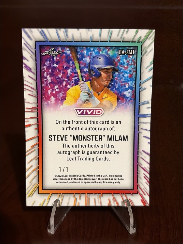 2025 Leaf Vivid Baseball Steve “Monster” Milam Base Yellow Parallel SP ...