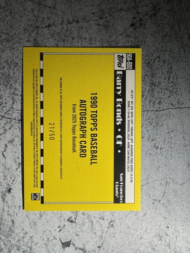 💎2025 Topps Series 1 Barry Bonds #90A-BBO 1990 Topps Gold On Card Auto ...