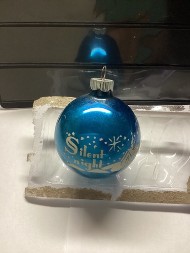 Vintage Shiny Brite Blue "Silent Night" 2 1/8" D Christmas Ornament | eBay