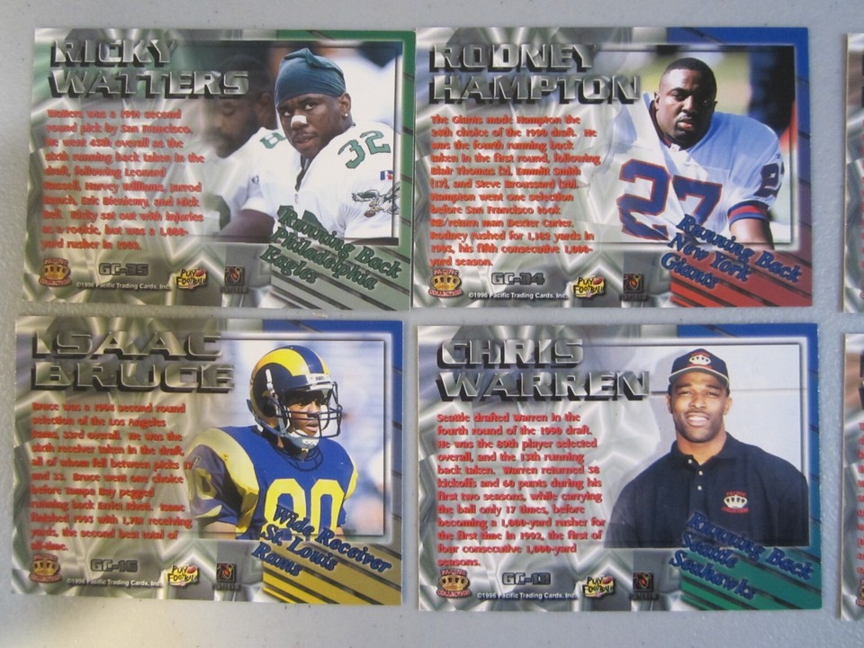 1996 Pacific Collection Football Gems of the Crown Inserts- 8 Card Lot ...