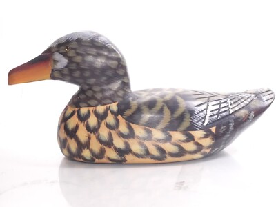 Vintage Hand Painted Porcelain Wood Duck Decoy Figurine Art Pottery ...