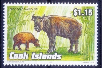 Takin Cattle chamois or Gnu Goat, Wild Animals, Cook Islands 1993 MNH ...