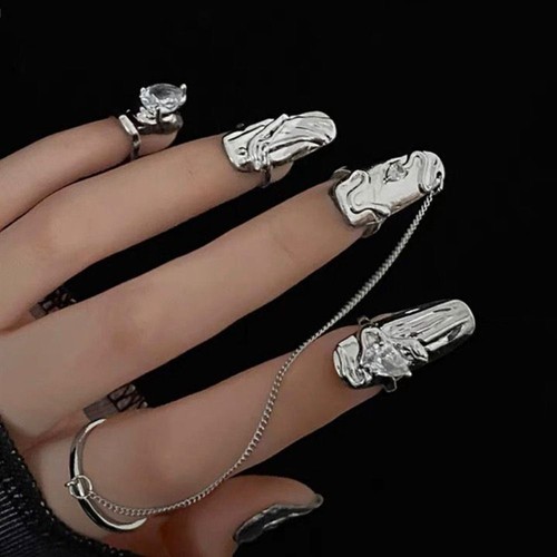 Simple Design Silver Color for Women Nail Ring Finger Nail Rings Nail ...