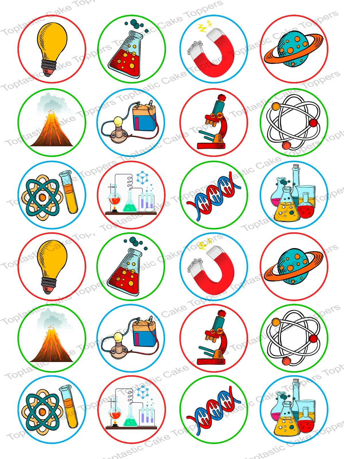 24 Science Chemistry Physics Biology Icing Fairy Cake Cupcake Party Bun ...