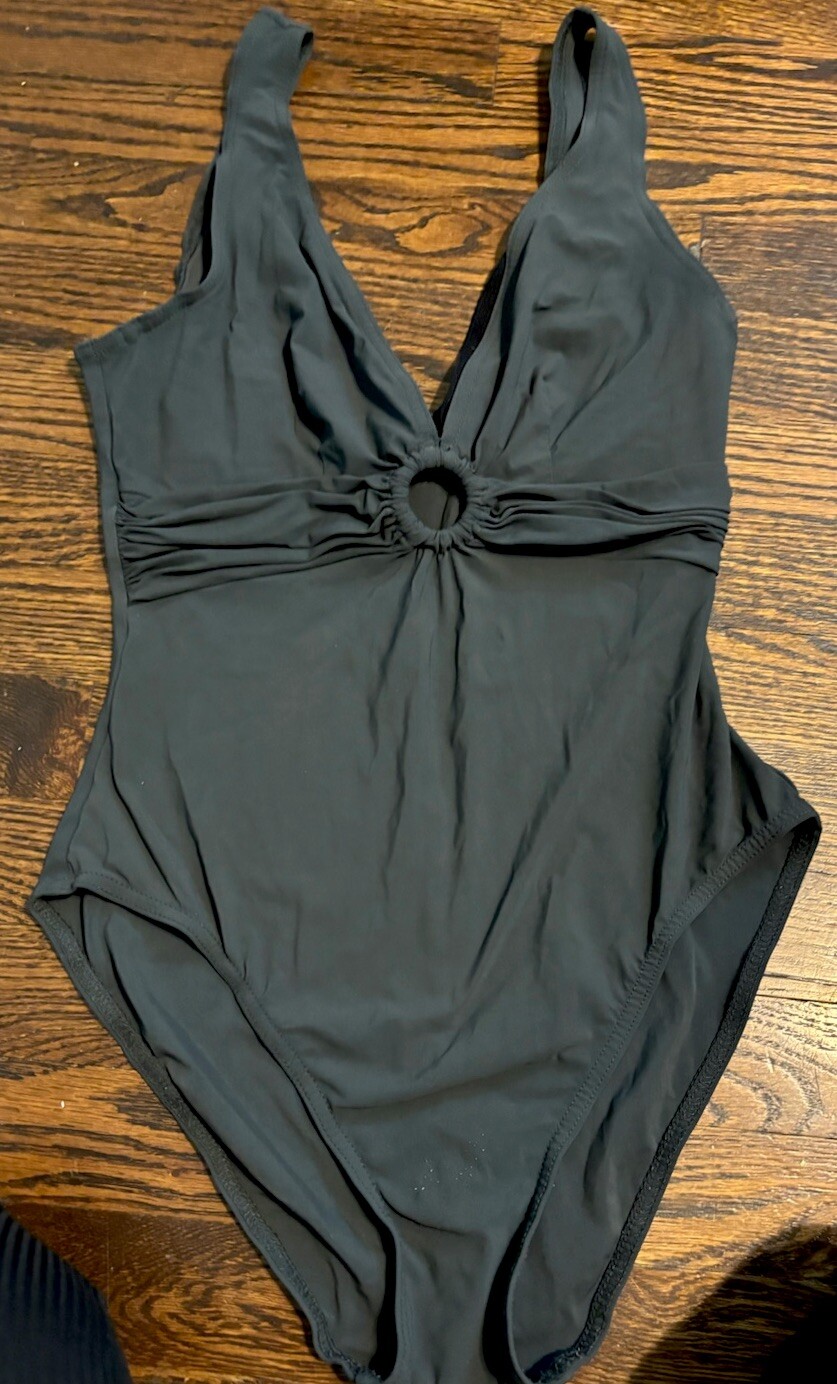 Karla Colletto Swimsuit One Gray Keyhole Womens 08 - Gem