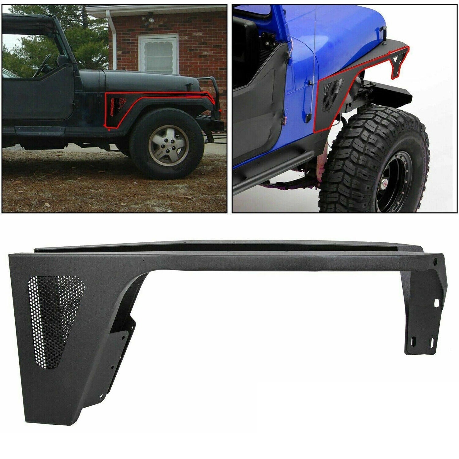 Front Fender Flare Rocker Guard For Jeep Wrangler YJ 1987-96 w/ LED ...